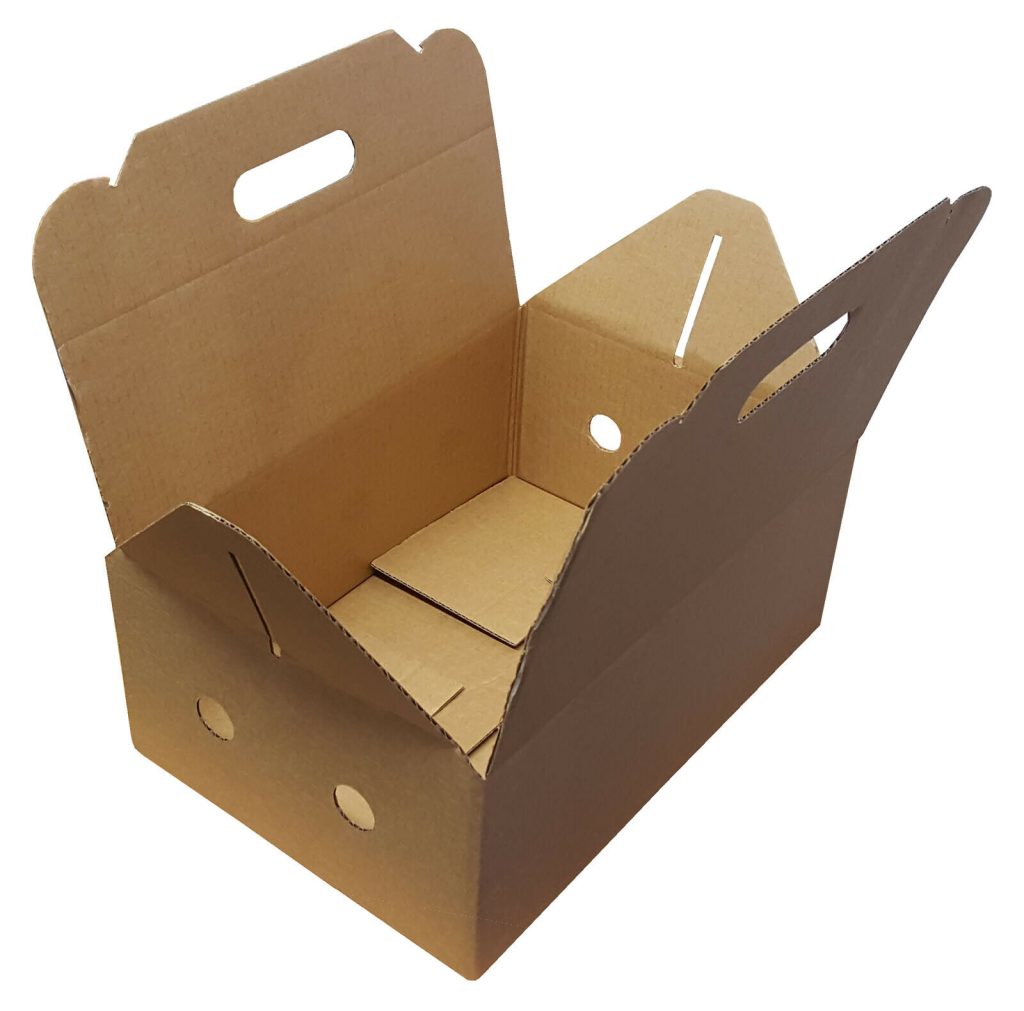 Die Cut Takeout Takeaway Boxes with Carry Handles for Chinese Indian ...